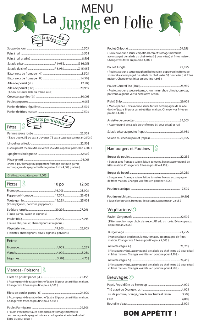 Menu-La jungle en folie - Dormir avec les lions